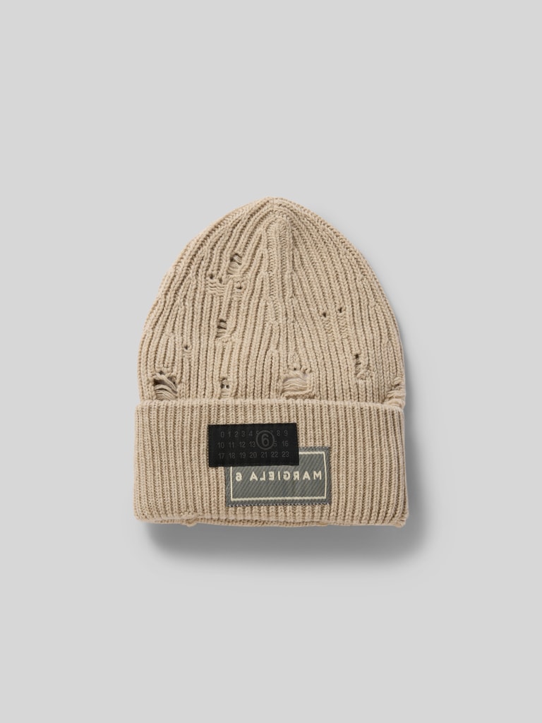 MM6 Maison Margiela Beanie in Strick-Optik (ecru) online kaufen