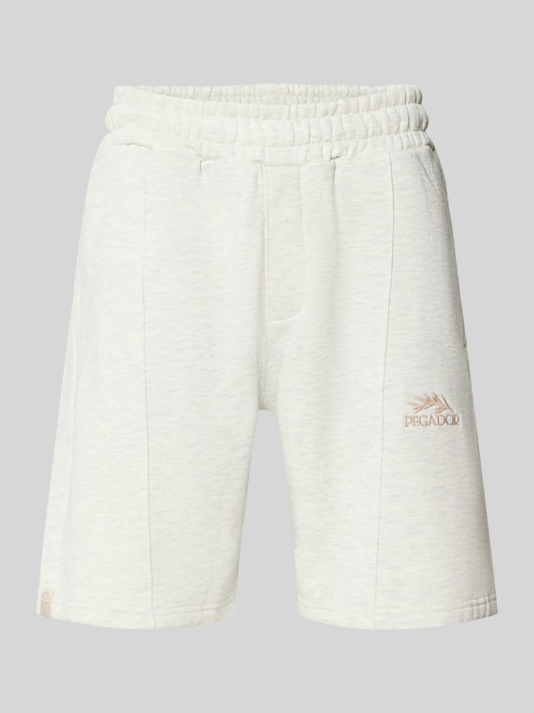 PEGADOR Sweatshorts met labelstitching model 'Lido' in lichtgrijs ...