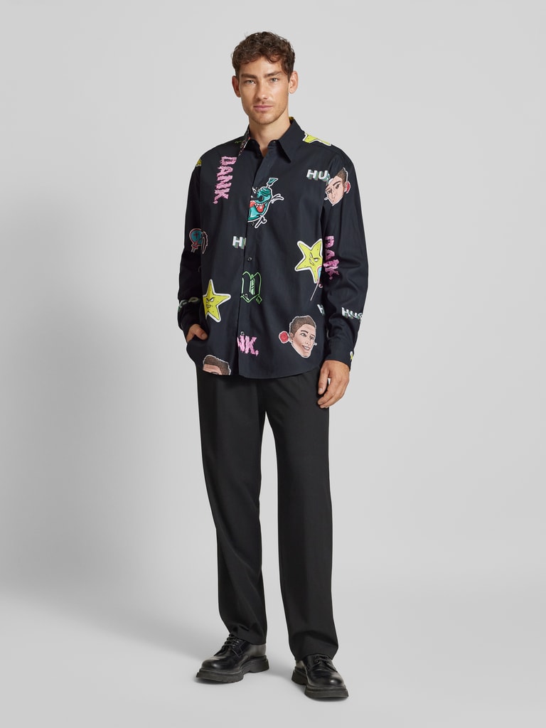 HUGO Regular Fit Freizeithemd mit Kentkragen Modell 'Ellisoe' (black ...