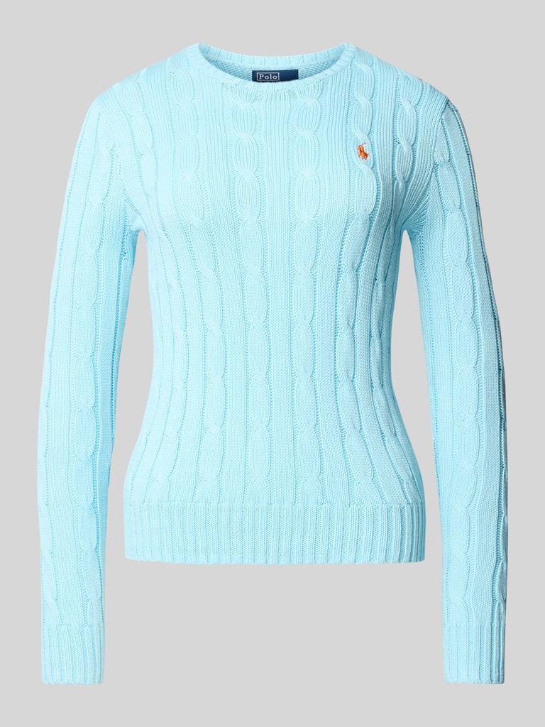 Polo Ralph Lauren Strickpullover mit Zopfmuster Modell 'JULIANNA' (blau ...