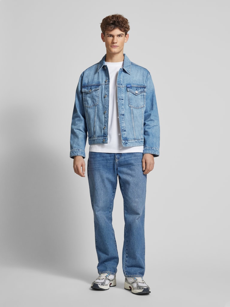 Hugo Blue Jeansjacke mit Label-Badge Modell 'Dex' (hellblau) online kaufen