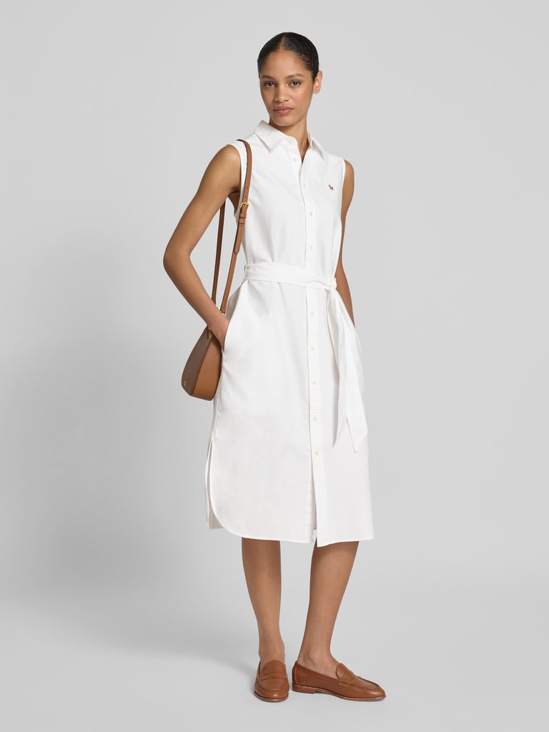 Polo Ralph Lauren Hemdblusenkleid mit Bindegürtel Modell 'CORY' (weiss ...