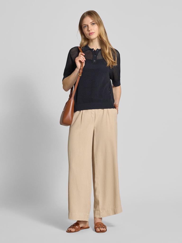 Ivy Oak Poloshirt met broderie anglaise, model 'FLO' in marineblauw ...