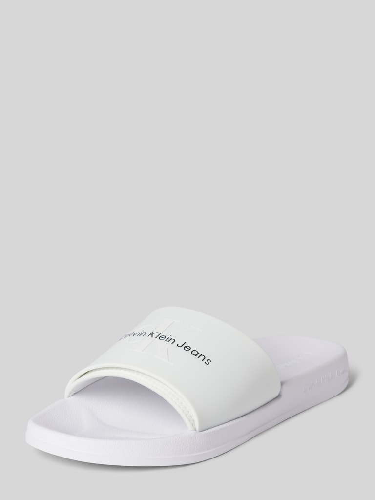 CK Calvin Klein Slippers met logoprint in wit online kopen | P&C