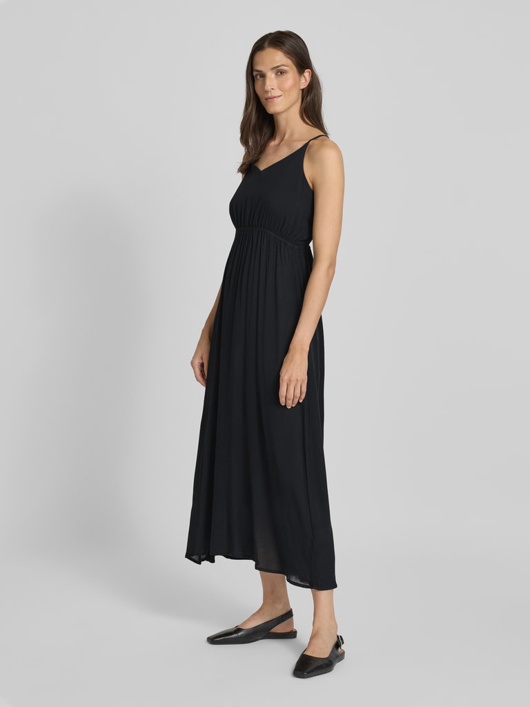 ICHI Midi-jurk met afgeronde V-hals, model 'MARRAKECH' in zwart online ...