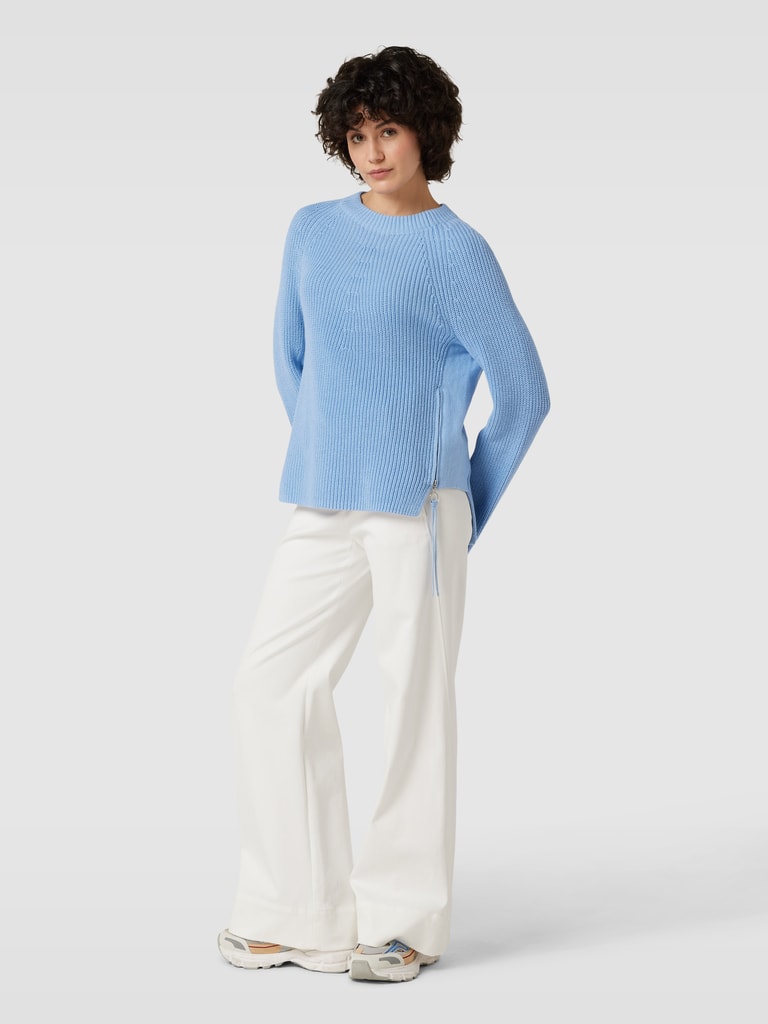 Oui Pullover mit geripptem Rundhalsausschnitt (hellblau) online kaufen