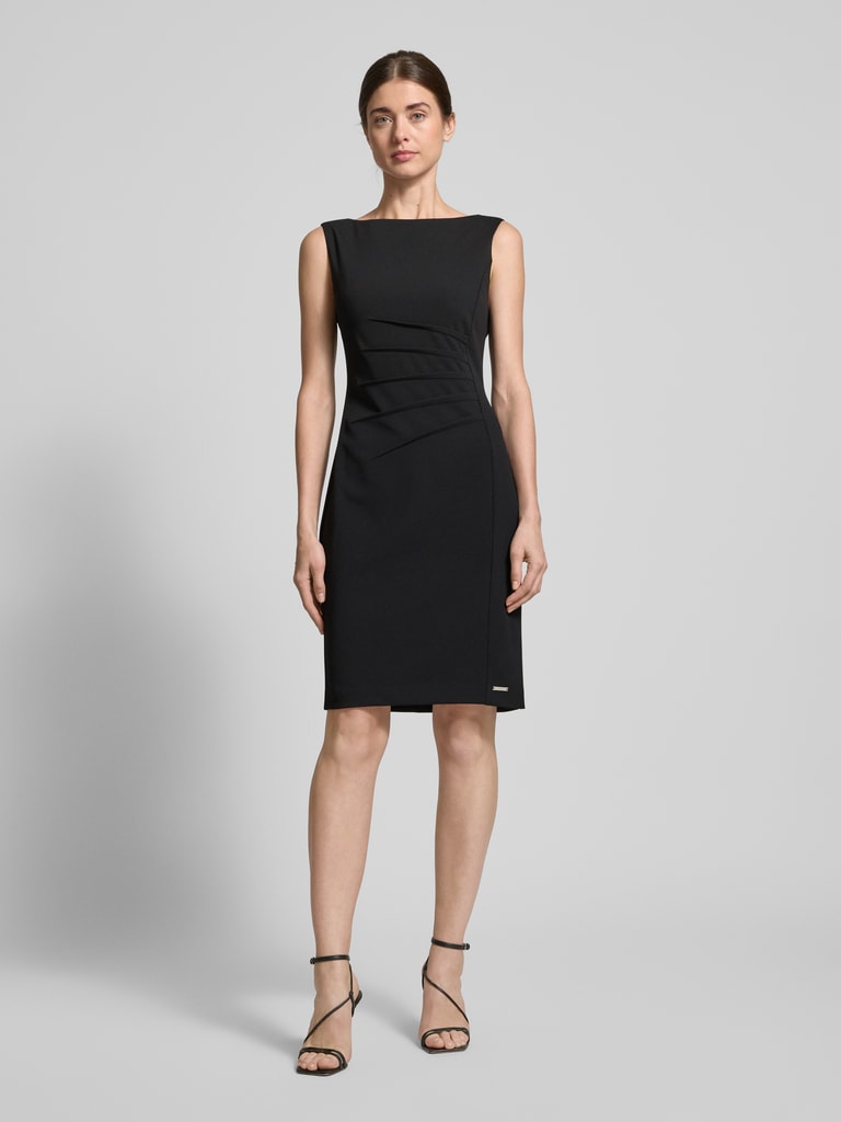 Calvin Klein Womenswear Knielange jurk met boothals, model 'SCUBA' in zwart online kopen | P&C