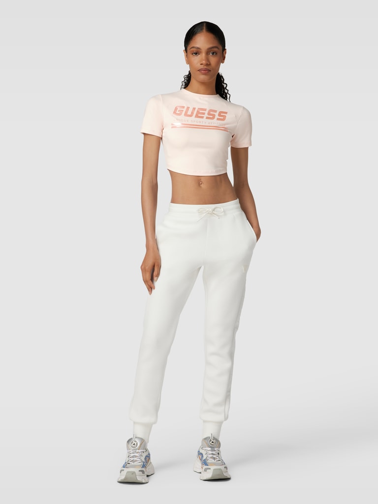 Guess Activewear Kort T-shirt met labelprint, model 'AGGIE' in rosé ...