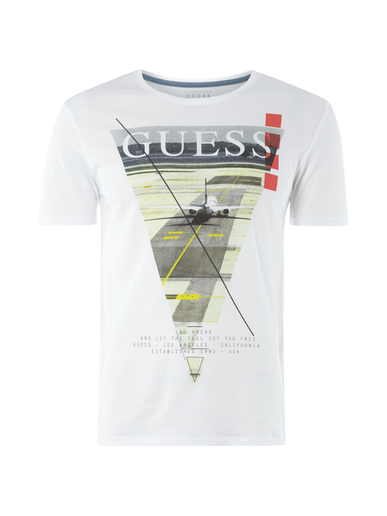 Guess Slim Fit T-Shirt mit Foto- und Logo-Print (weiss) online kaufen