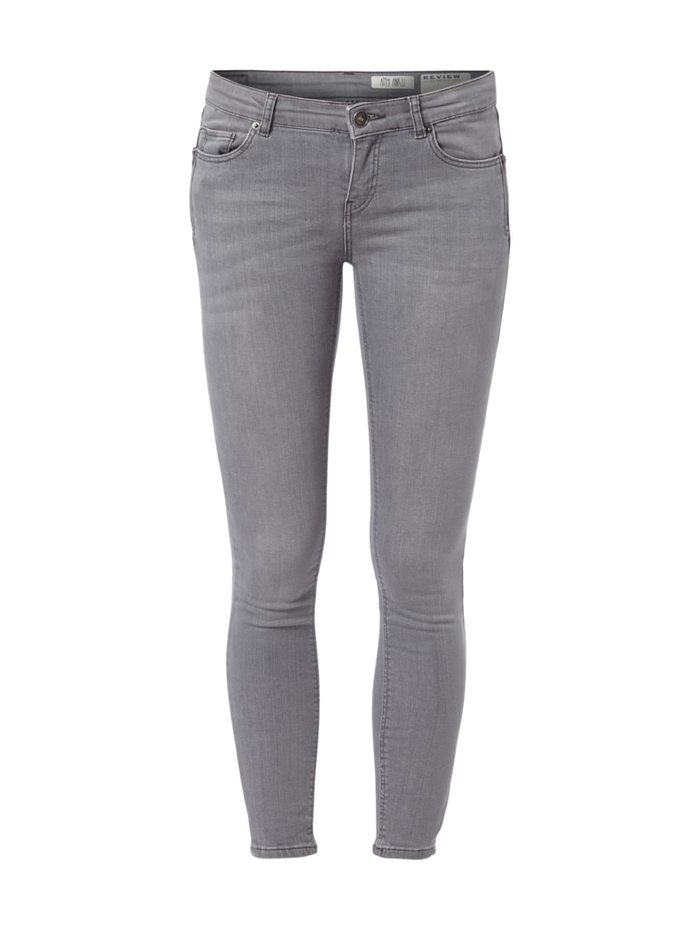 REVIEW Jeans im Washed Out-Look mit Zip-Details (hellgrau) online kaufen