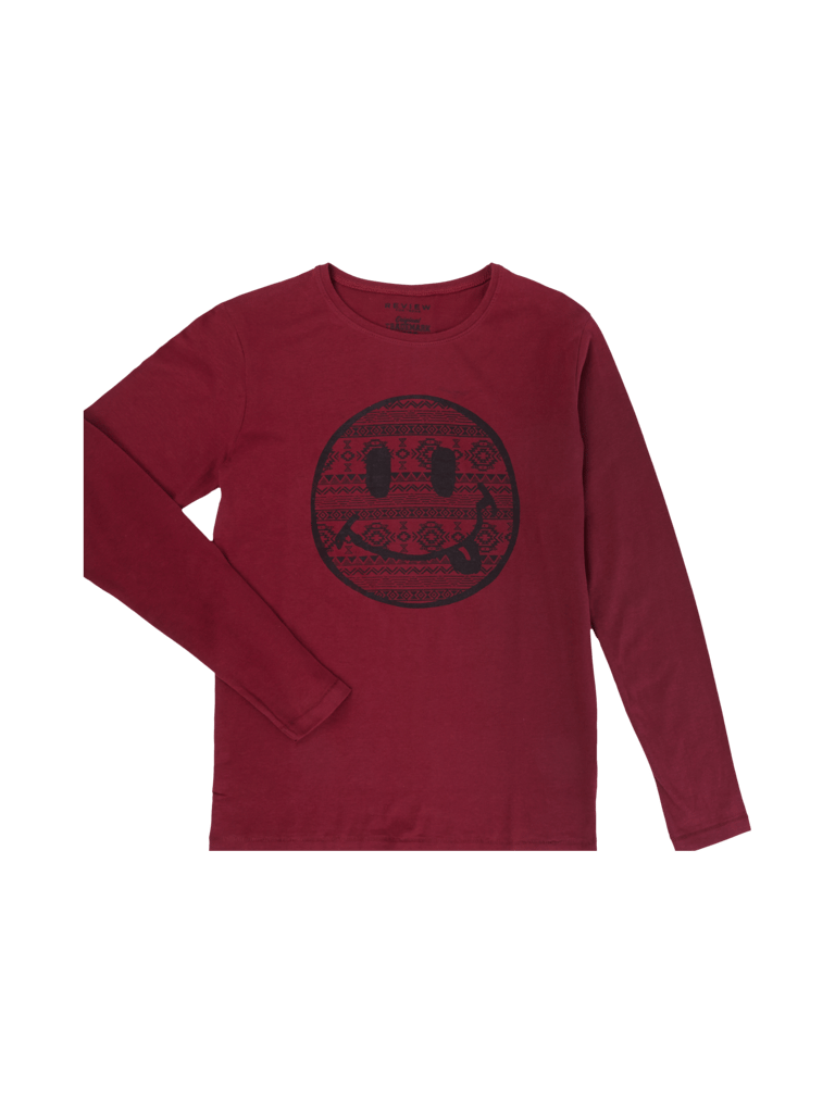 Review for Teens Longsleeve mit Smiley-Print (bordeaux rot) online kaufen