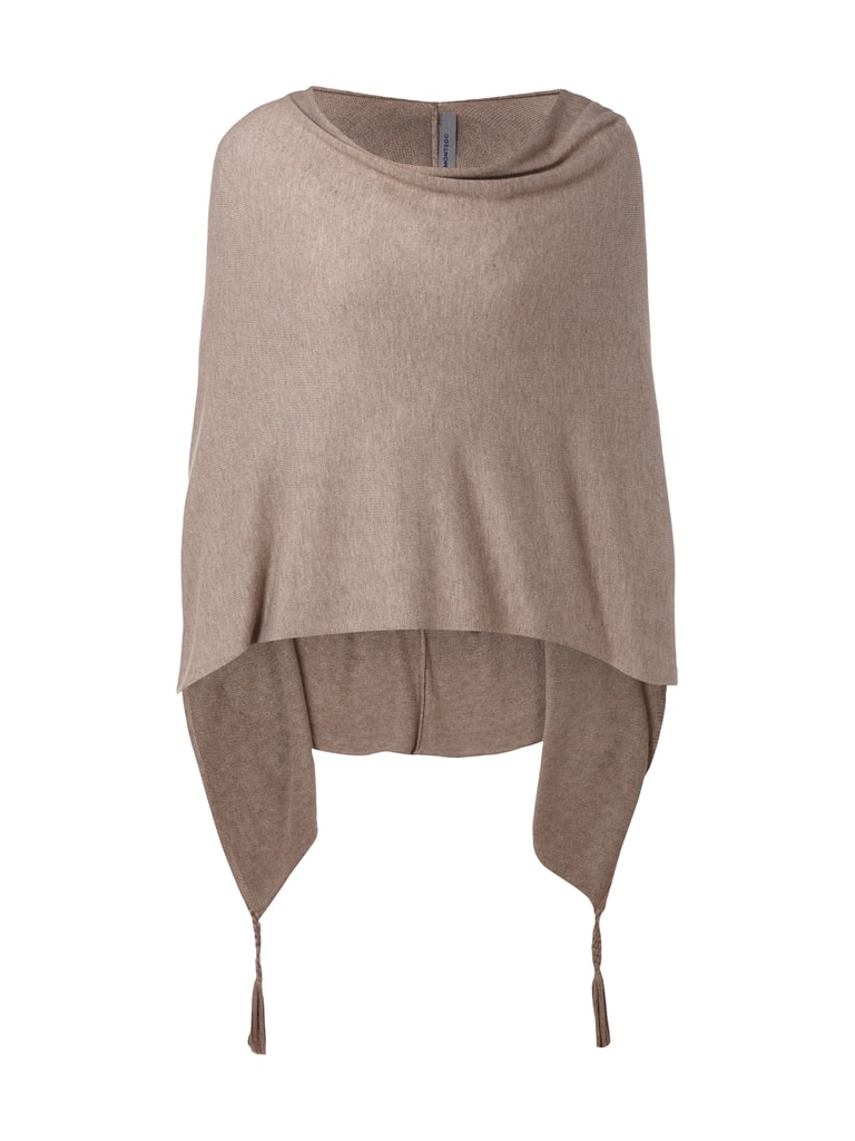 Montego Poncho aus Feinstrick mit Fransen (taupe meliert) online kaufen